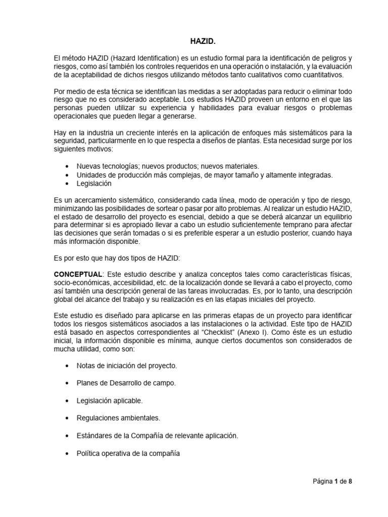 Estudio HAZID: Identificación de Riesgos | PDF | Riesgo | Probabilidad