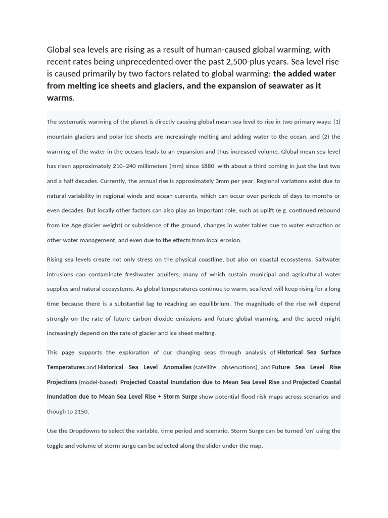 GLOBAL SEA LAVEL RISE (Minimum Research) | PDF | Sea Level Rise | Sea