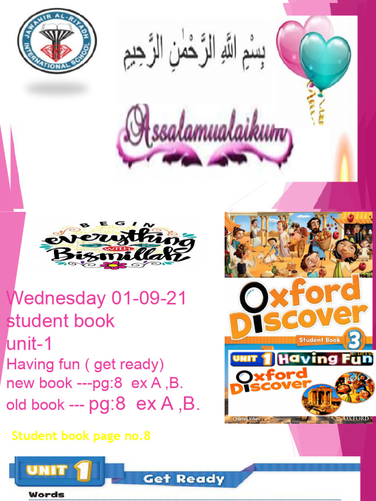 2023 PAGE NO 8 Grade 3 Student Book Unit 1 Having Fu Get Ready Ex | PDF