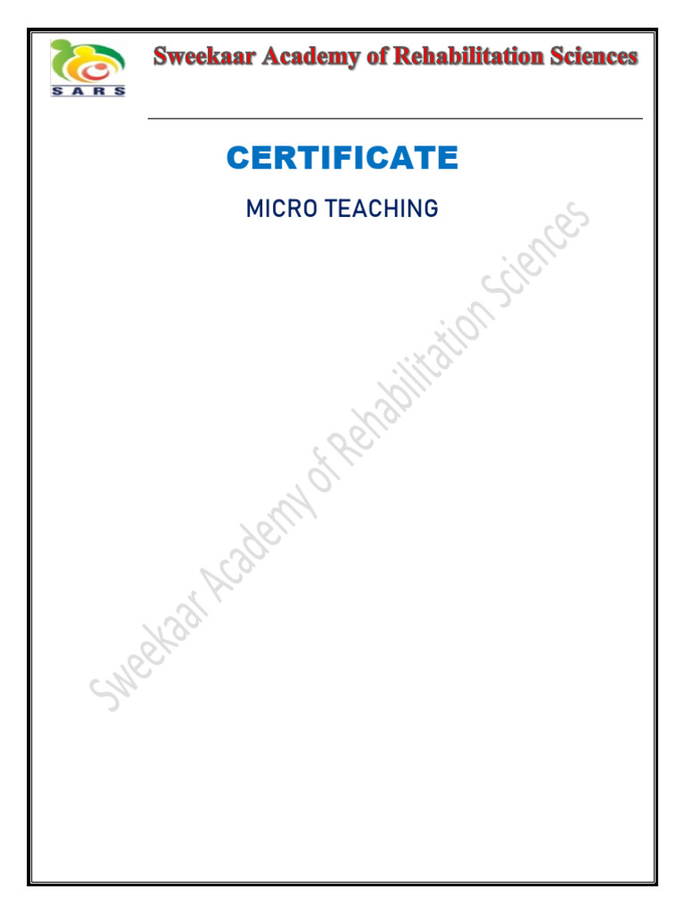 MICRO TEACHING CERTIFICATE 123 | PDF
