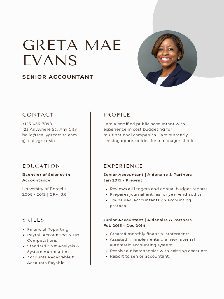 Grey Minimalist Professional Modern Resume | PDF