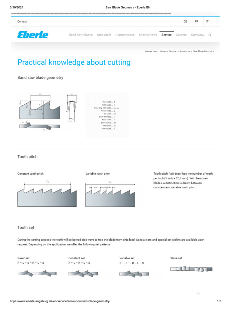 Saw Blade Geometry - Eberle EN | PDF | Tools | Industrial Processes