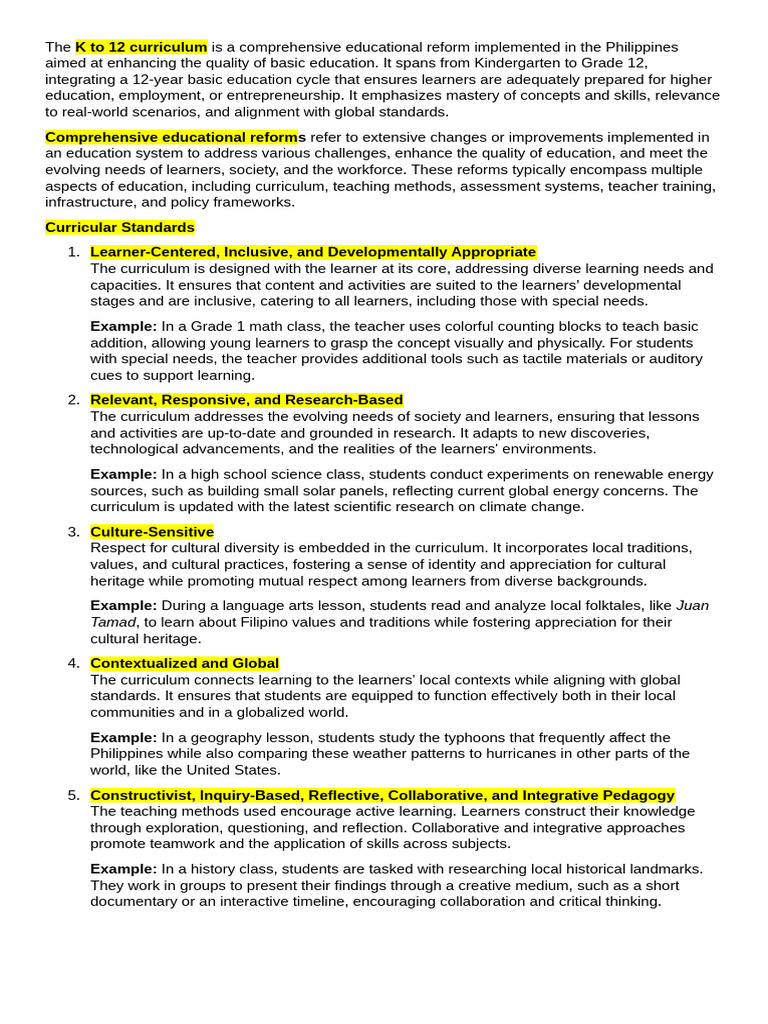 Report in Curriculum | PDF | Curriculum | Learning