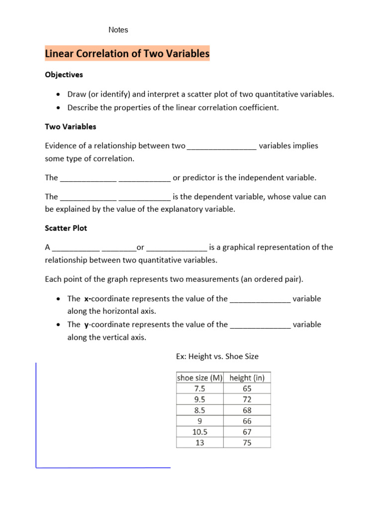 Linear Correlation Intro - Notes | PDF Linear Correlation Intro - Notes | PDF