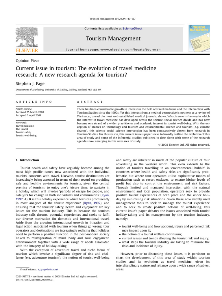 Current Issue in Tourism The Evolution of Travel Medicine | PDF | Tourism | Medicine
