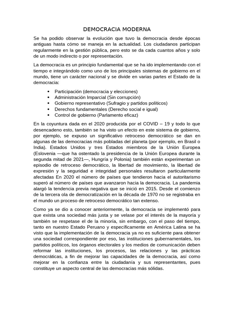 Democracia Moderna - Ciencia Política | PDF | Democracia | Ideologías ...