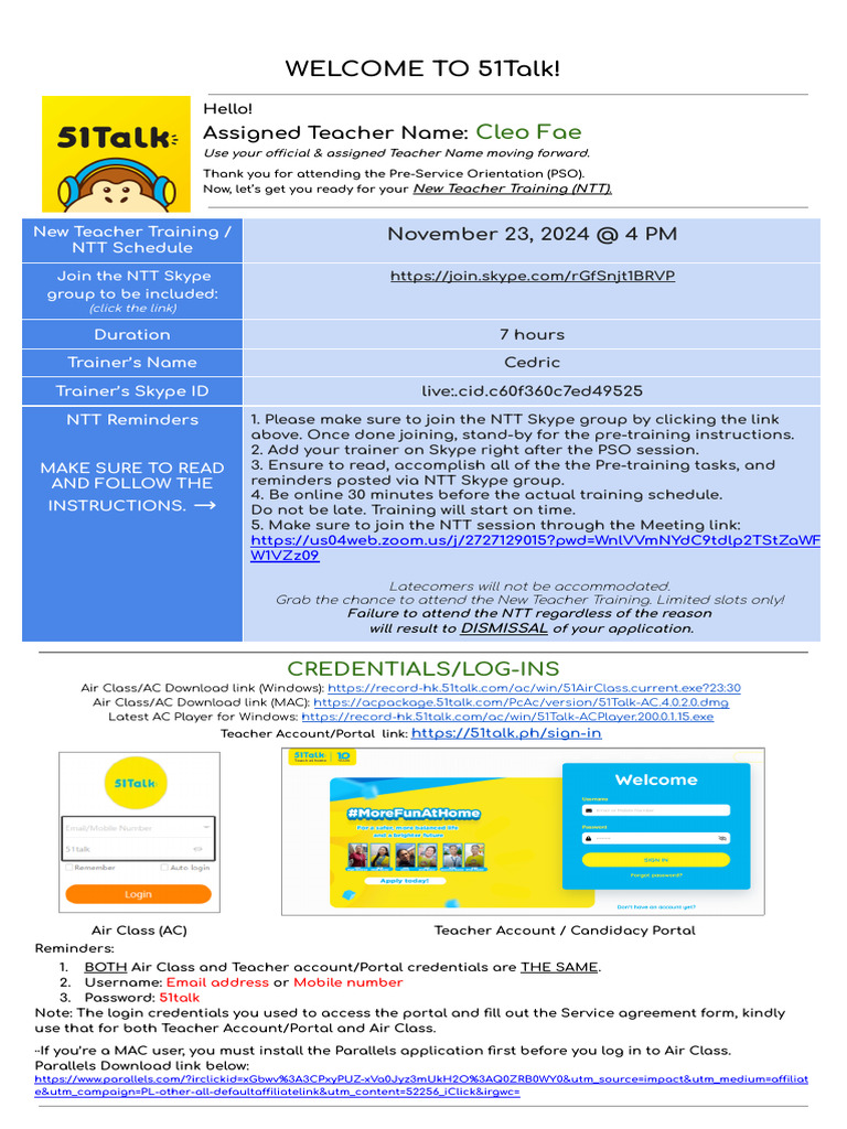 51Talk Next Step Reminders | PDF | Teachers | English As A Second Or Foreign Language