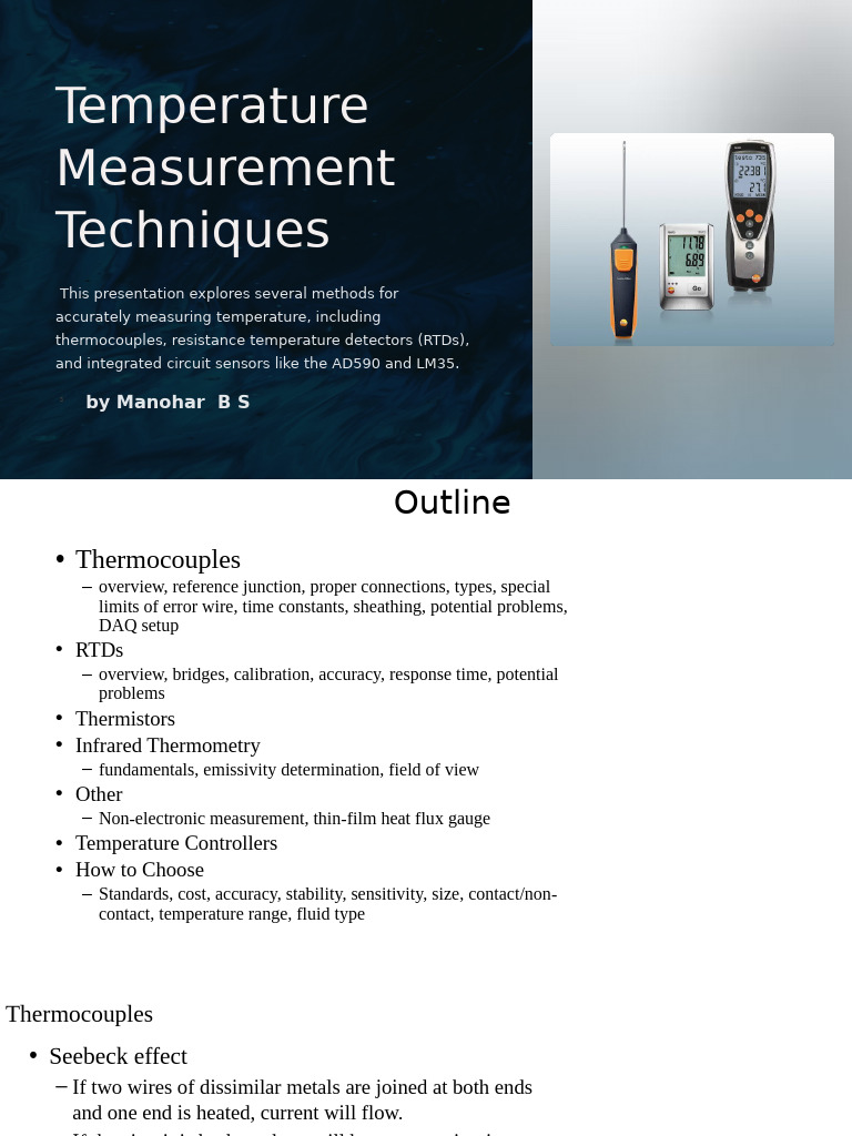 Temperature Measurement Techniques - C4 | PDF | Thermocouple | Electronics
