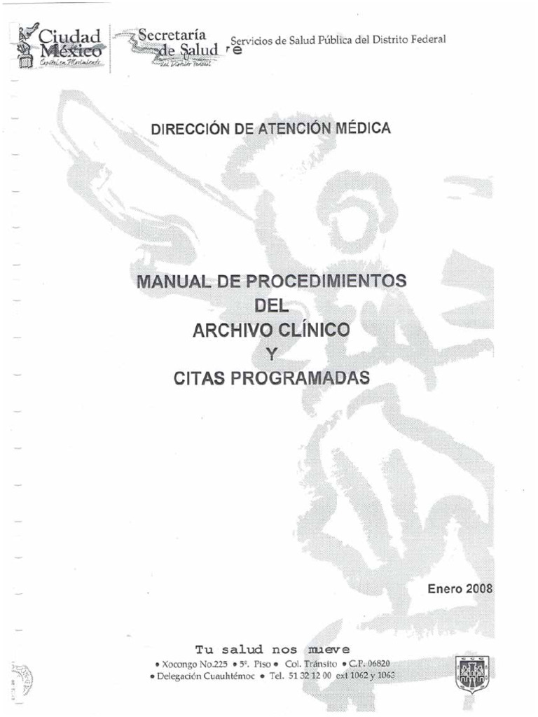Manual de Procedimientos Del Archivo Clinico y Citas Programadas | PDF