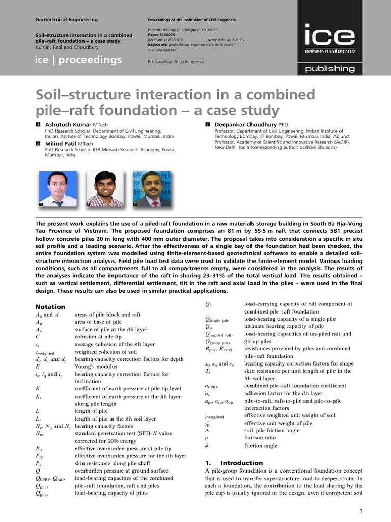 Soil-Structure Interaction in A Combined Pile-Raft Foundation | PDF | Deep Foundation ...