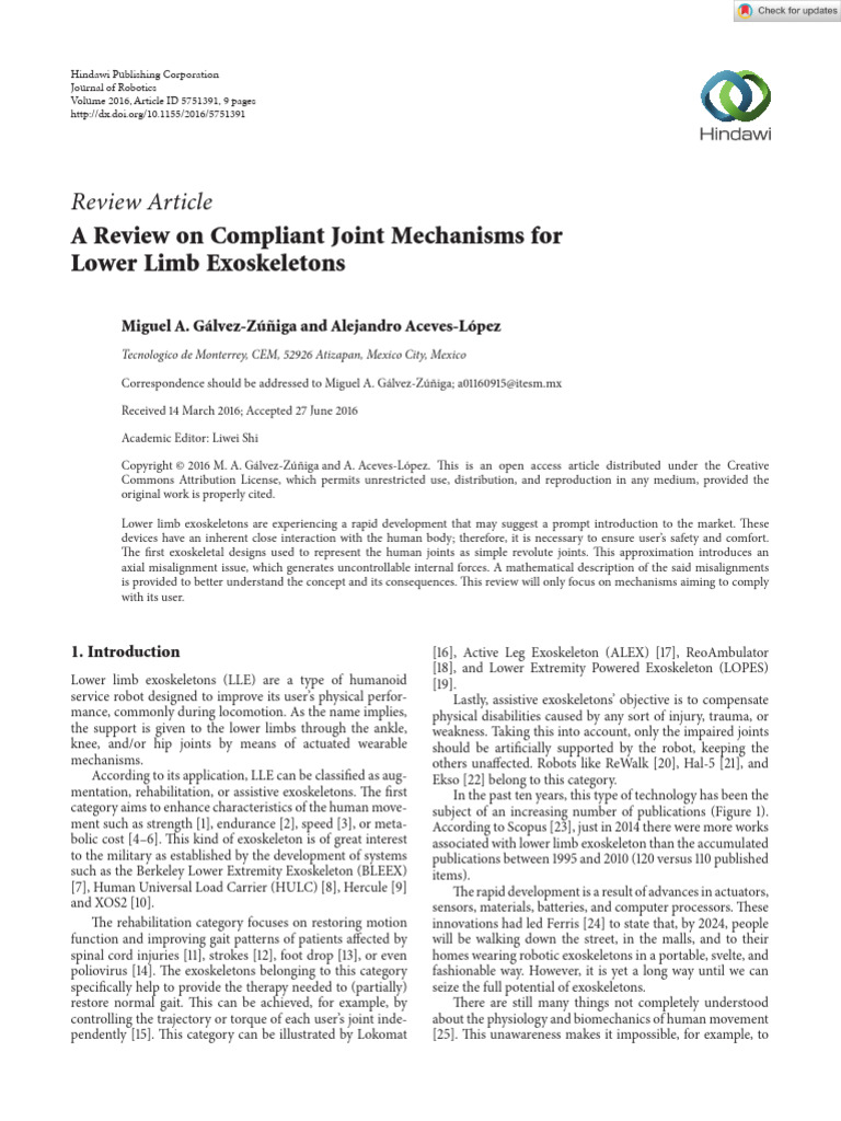 A Review On Compliant Joint Mechanisms For Lower Limb Exoskeletons ...