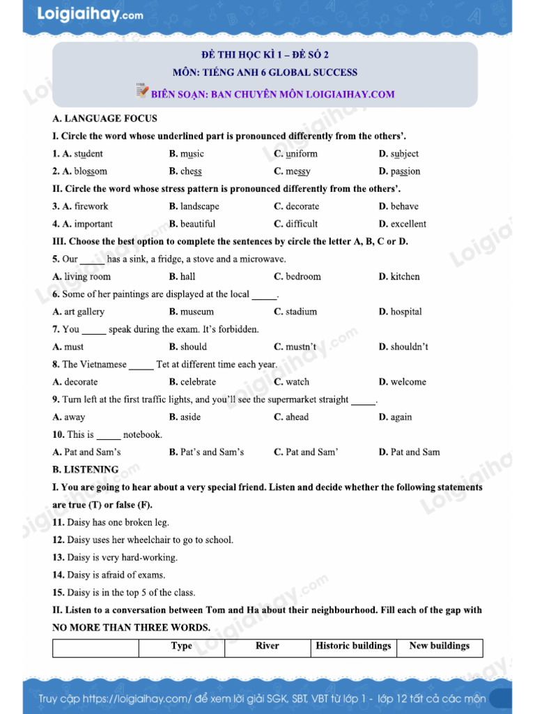TERM TEST 1 - ĐỀ 2 | PDF