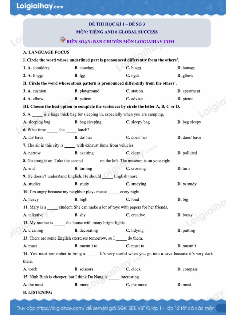 TERM TEST 1 - ĐỀ 3 | PDF