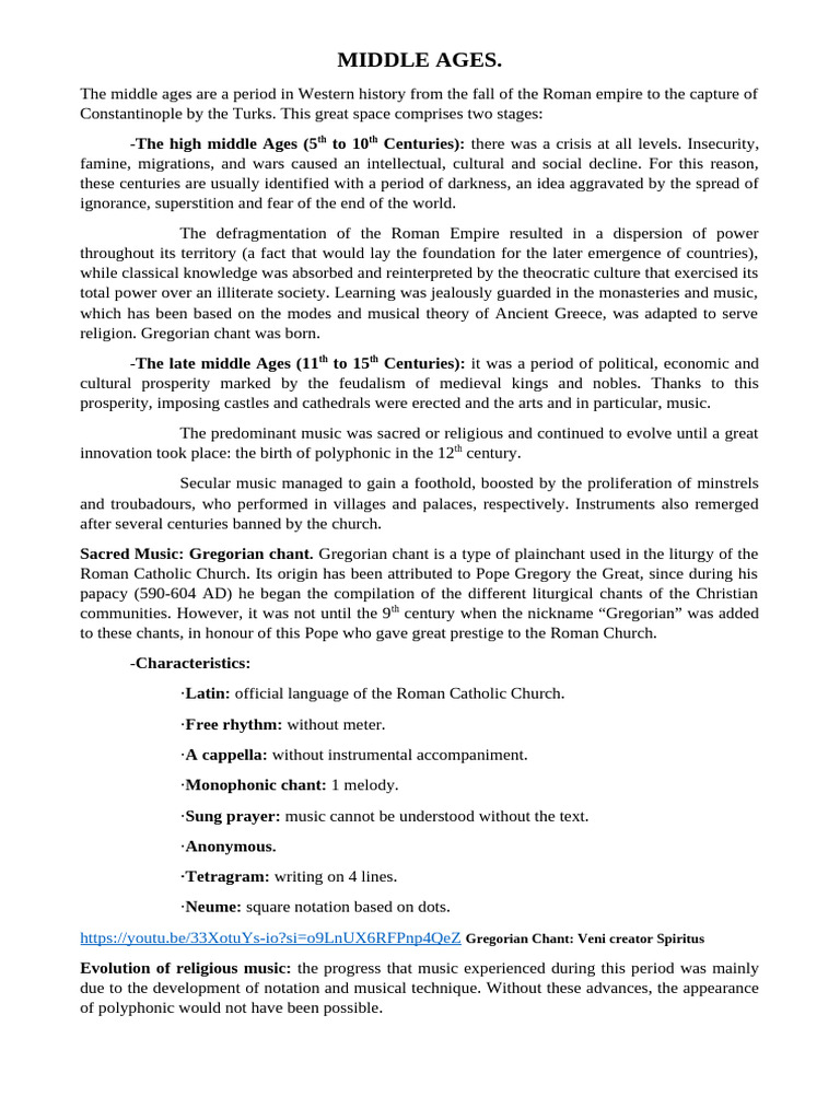 Middle ages. | PDF | Gregorian Chant | String Instruments