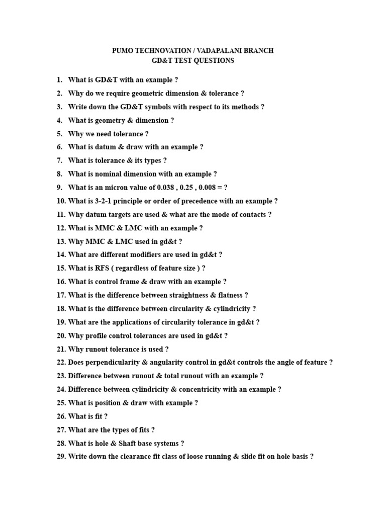 GD&T Questions | PDF