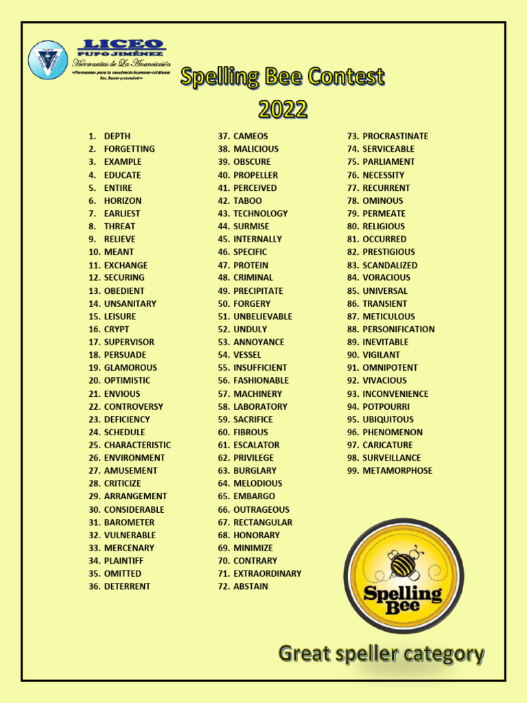 Great Speller Category | PDF
