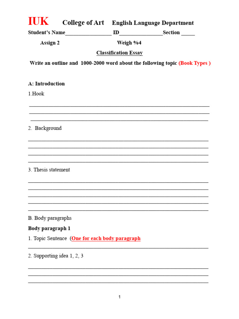 Classification Essay-Assign 2 | PDF | Paragraph | Essays