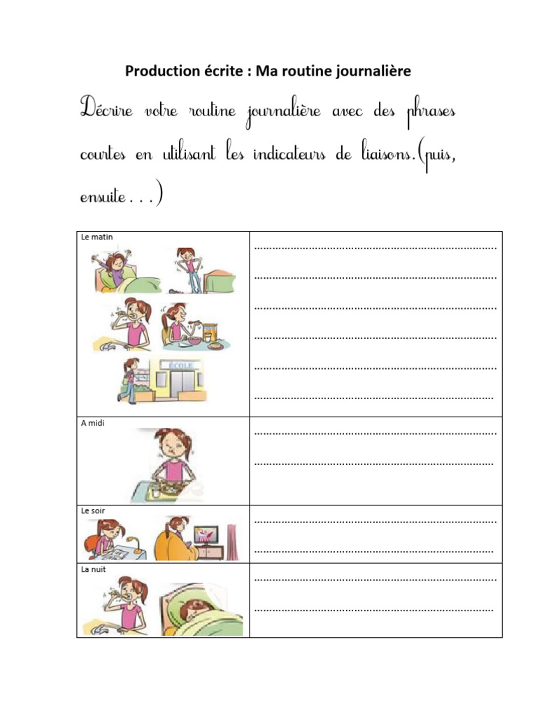 Production Écrite 4 - Ma Routine Journalière | PDF