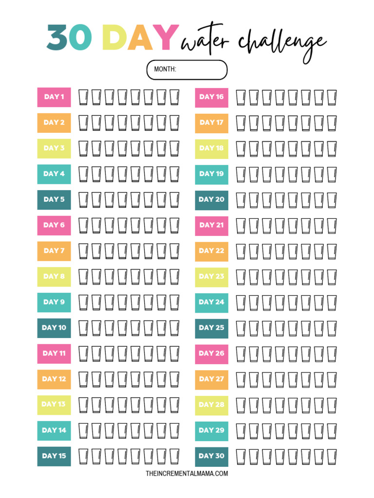 30 Day Water Tracker Printable | PDF