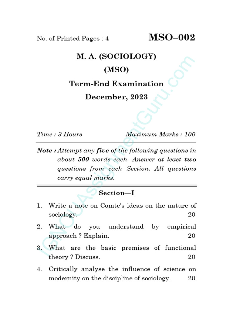 28. Dec 2023 MSO-002 IGNOUAssignmentGuru.com | PDF | Sociology | Methodology