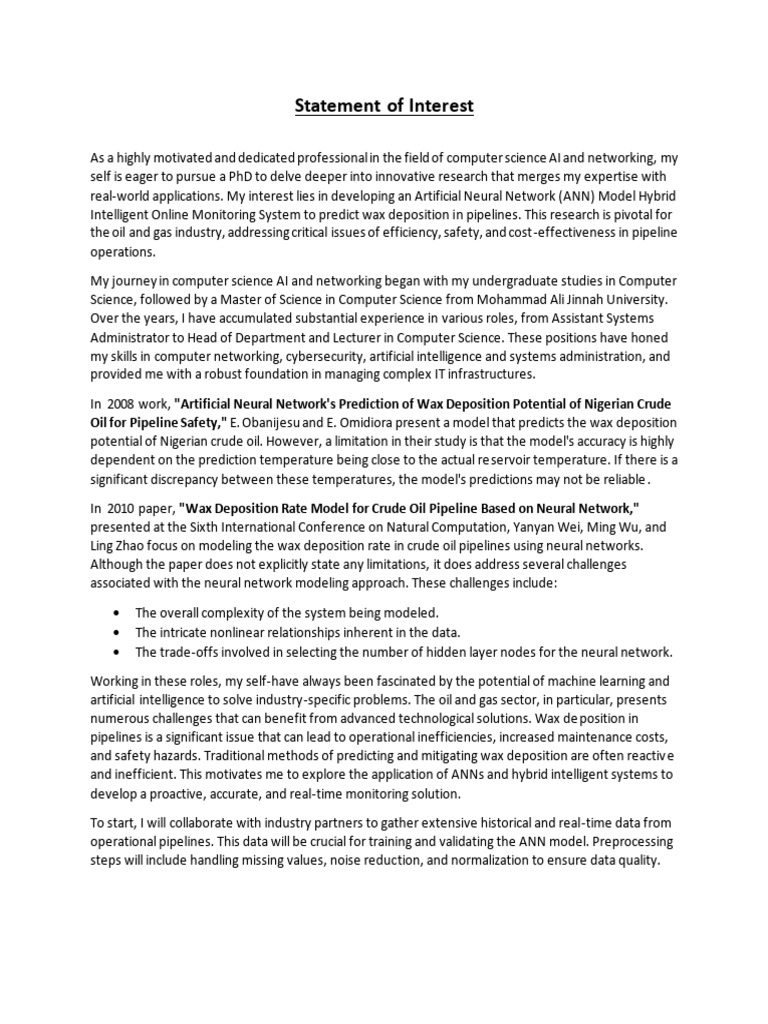 Statement of Interest | PDF | Artificial Intelligence | Intelligence (AI) & Semantics