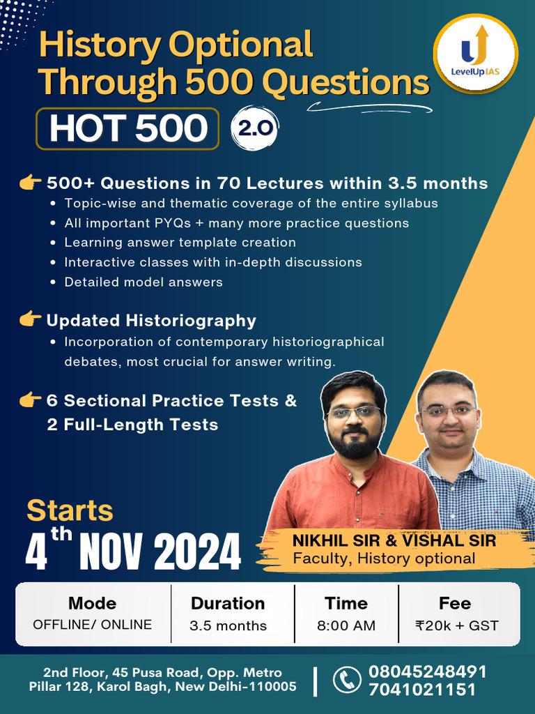 History Optional Through 500 Questions (HOT 500) 2.0 | PDF | Mughal Empire | Mahatma Gandhi