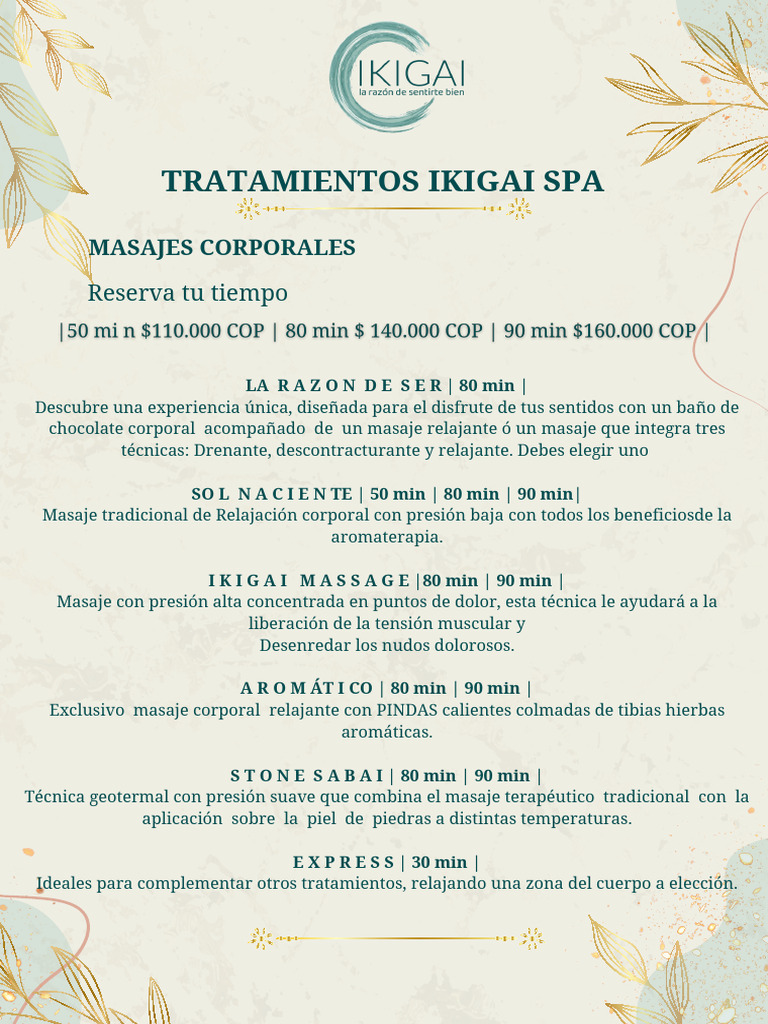 Brochure Area Corporal y Facial | PDF | Masaje | Actividades de ocio