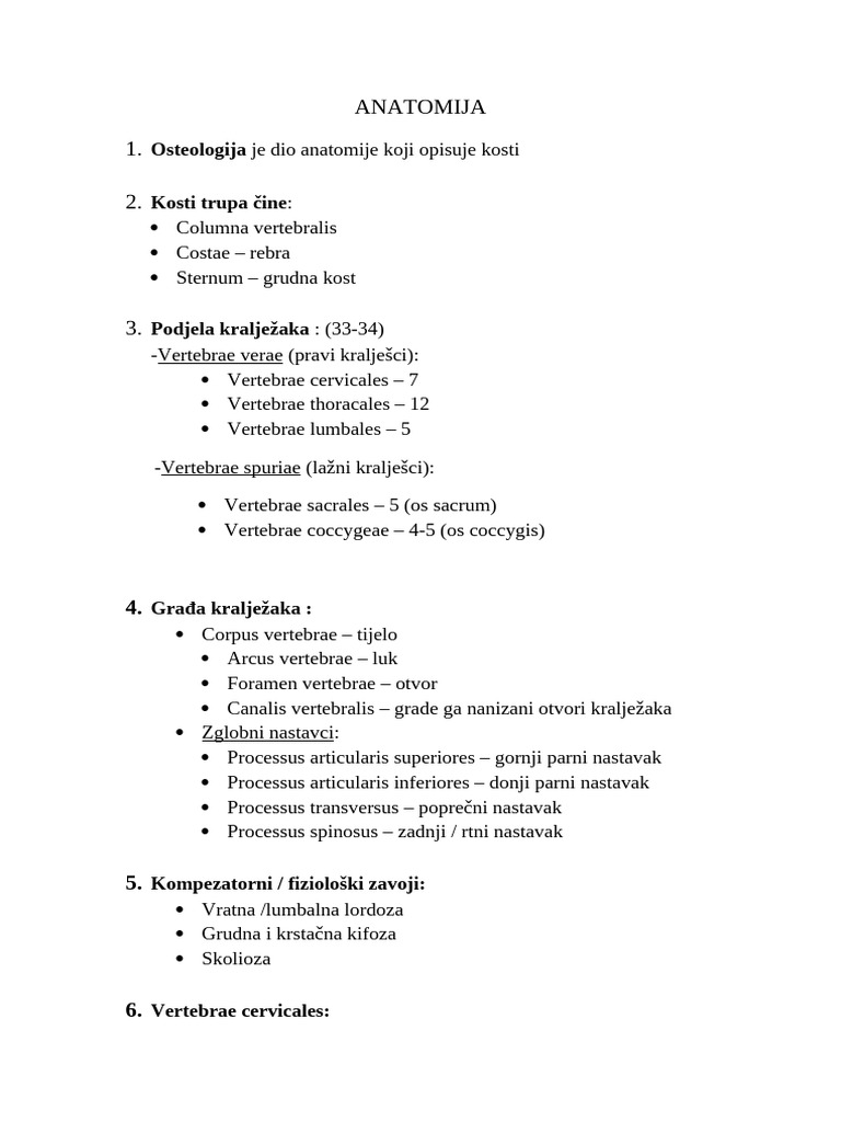 Završni Ispit Anatomija | PDF