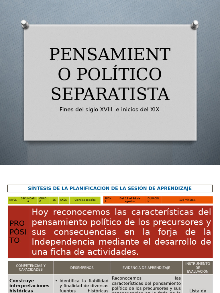 Pensamiento Político Separatista | PDF | Evaluación | Aprendizaje