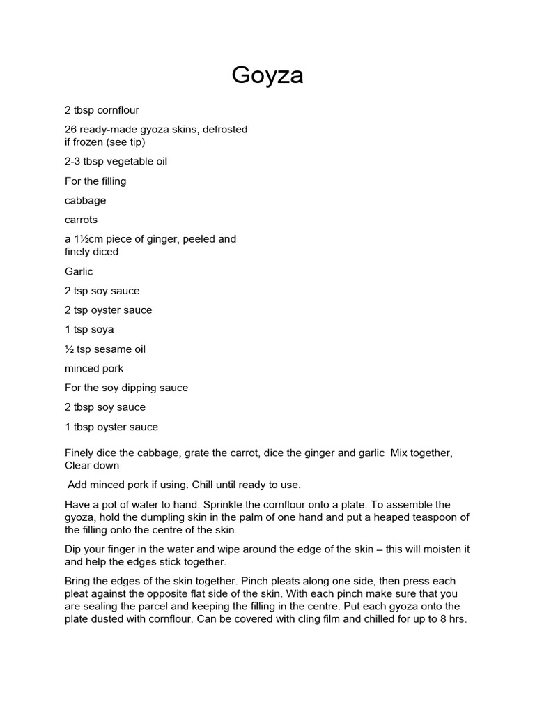 Homemade Gyoza Recipe Guide | PDF