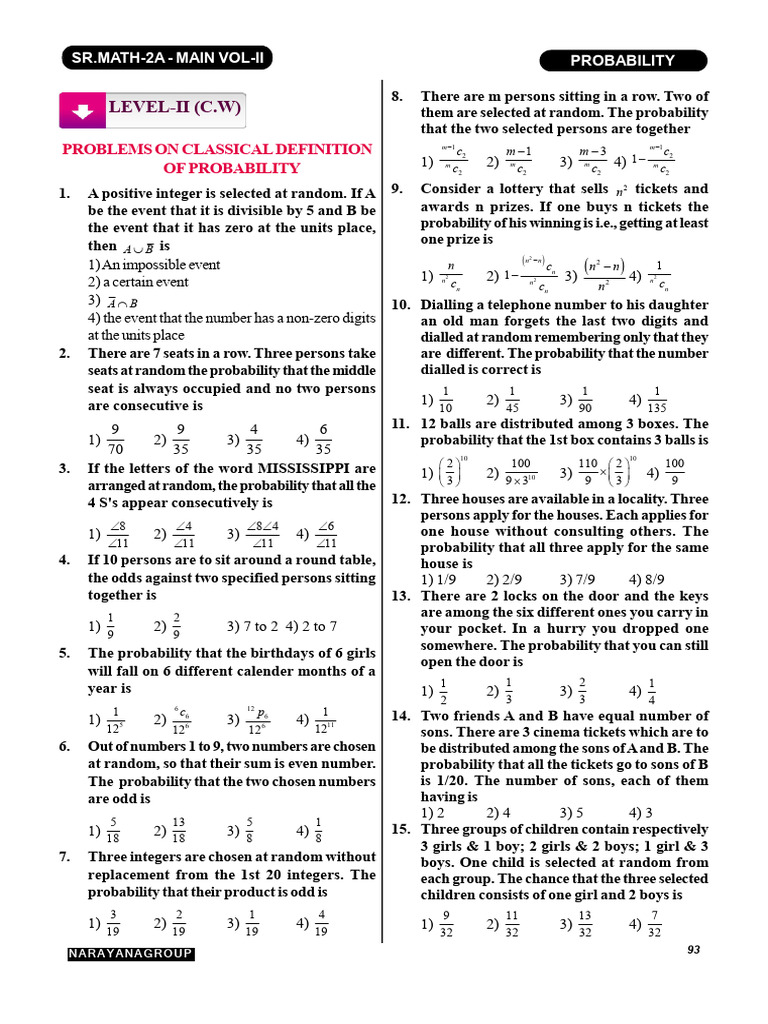 Xii - Maths - Chapter 11 - Probability (93-113) | PDF | Odds | Probability