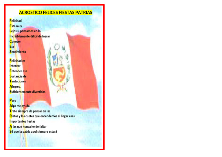 Acróstico de Felices Fiestas Patrias | PDF