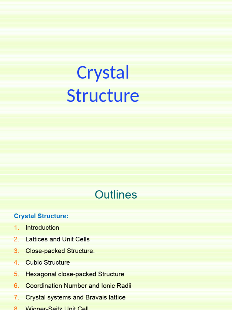 chapter 1- Crystal Structure | PDF | Crystal Structure | Crystal