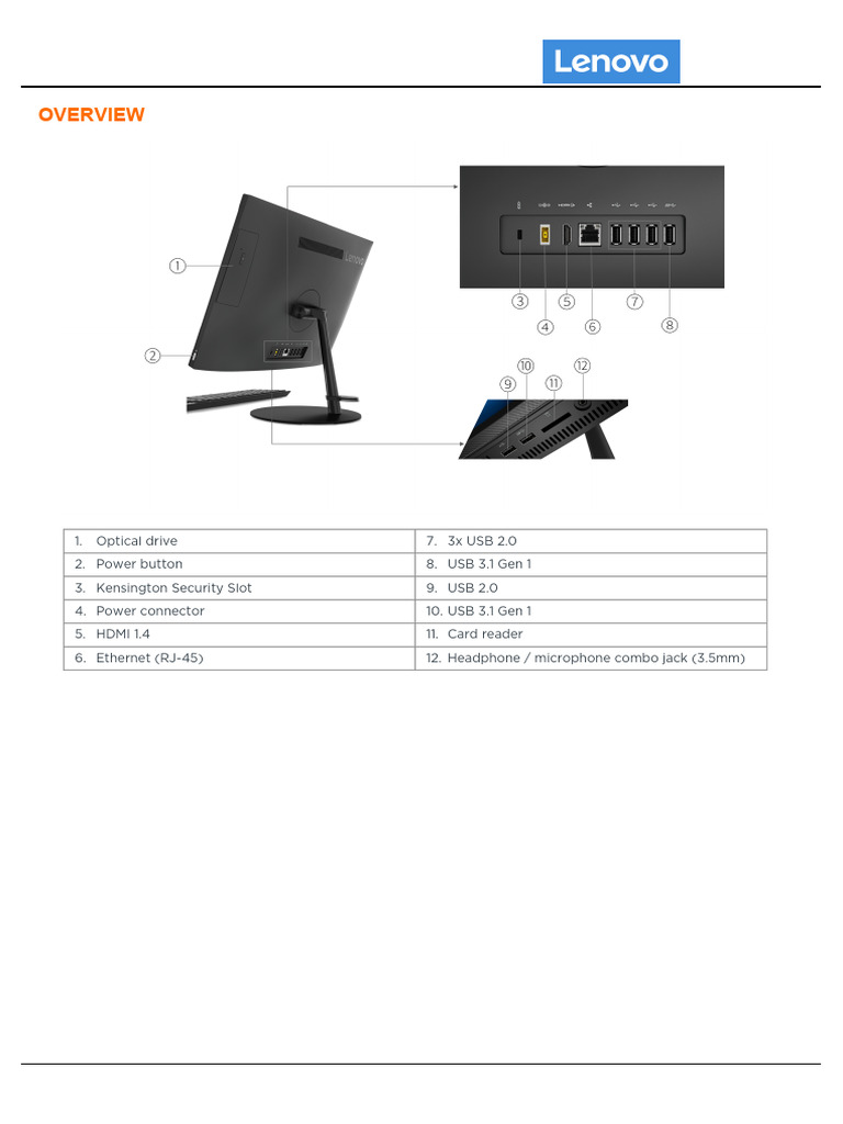 Lenovo_V130_20IGM_AIO_Spec | PDF | Usb | Solid State Drive