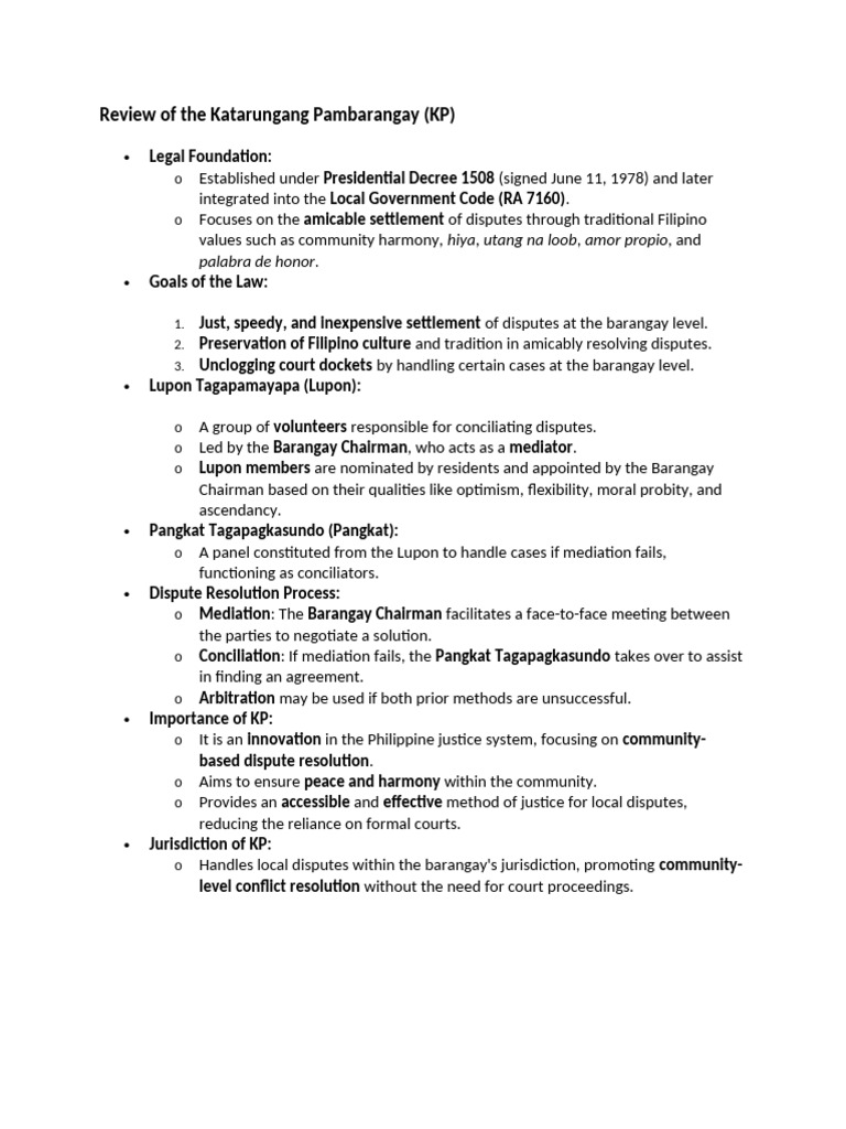 Barangay Justice System Overview | PDF | Mediation | Arbitration