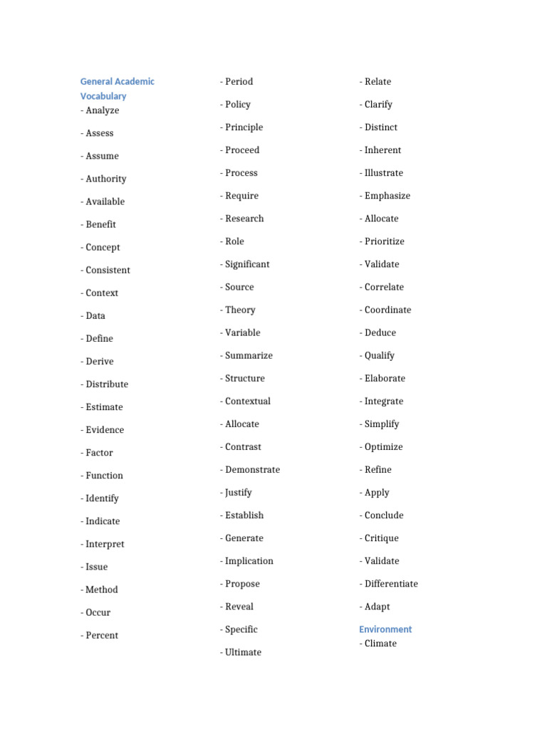Comprehensive IELTS Reading Vocabulary List | PDF | Science | Infection