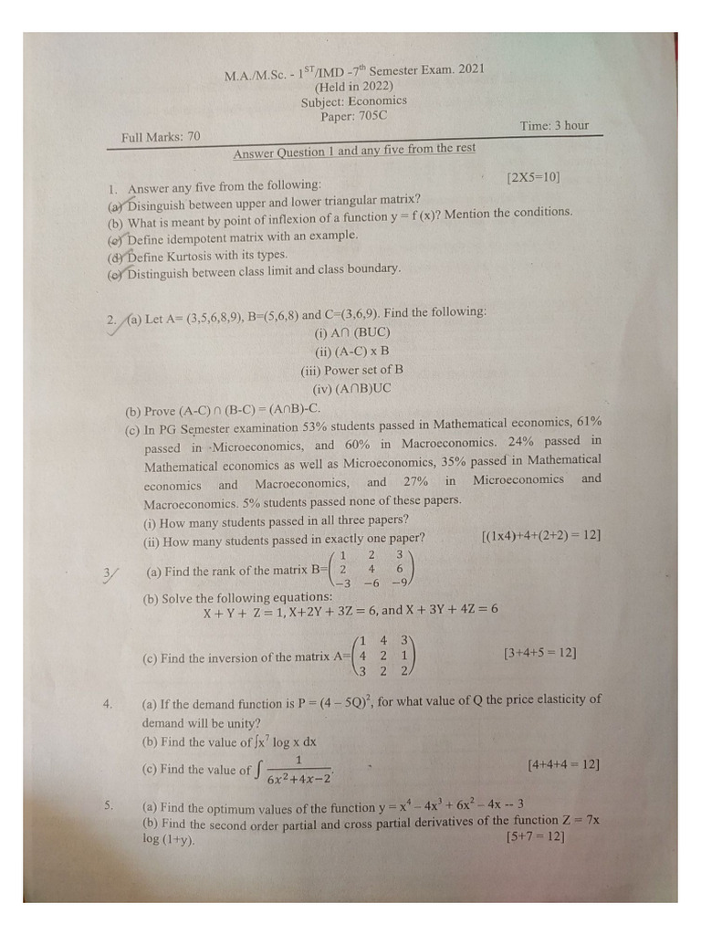 M.A 1st & 2nd Sem Question Papers (2022) | PDF