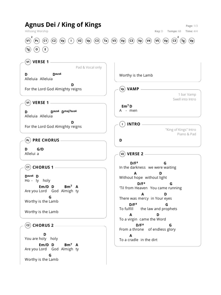 Agnus Dei - King of Kings - Hillsong Worship (D) | PDF | Lamb Of God ...