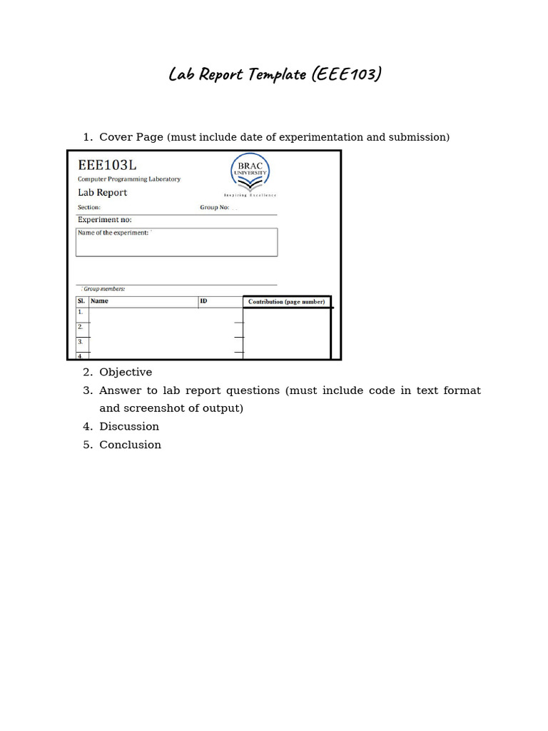 Lab Report Template for EEE103 | PDF