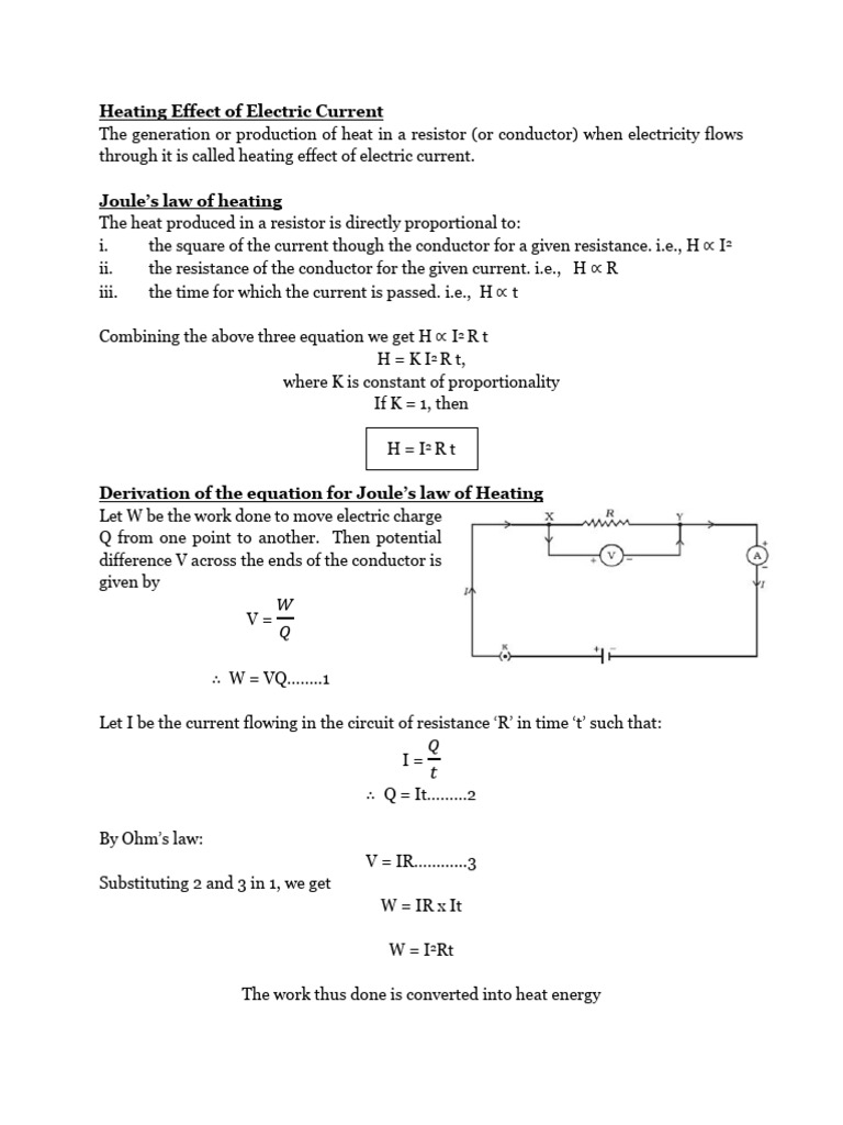 Electricity Notes (4) Heating Effects of Electric Current | PDF | Watt ...