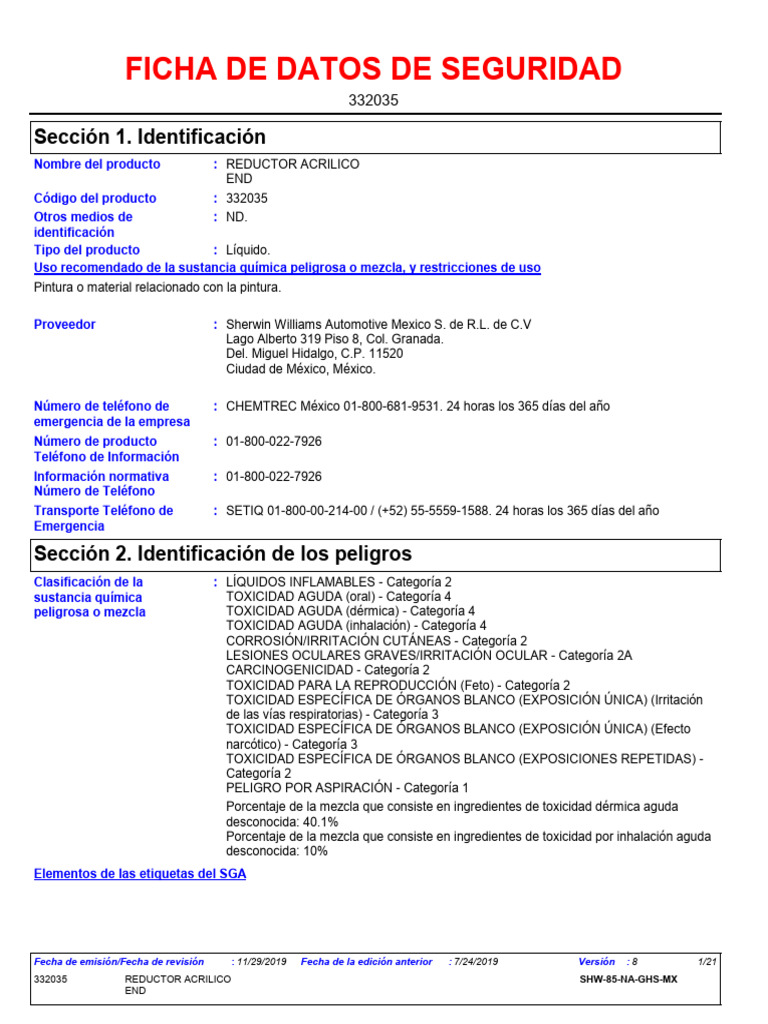 SDS - Spanish (MEXICO) - MX | PDF