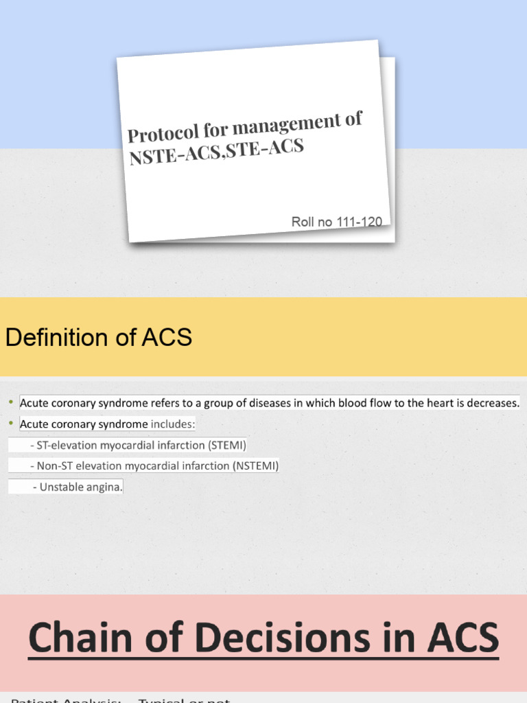 Protocol For Manag Ement of Nste-Acs, Ste-A CS: Roll No 111-120 | PDF