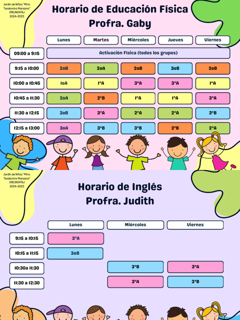 Horario Escolar | PDF | Etapas educativas | Educación de la primera ...