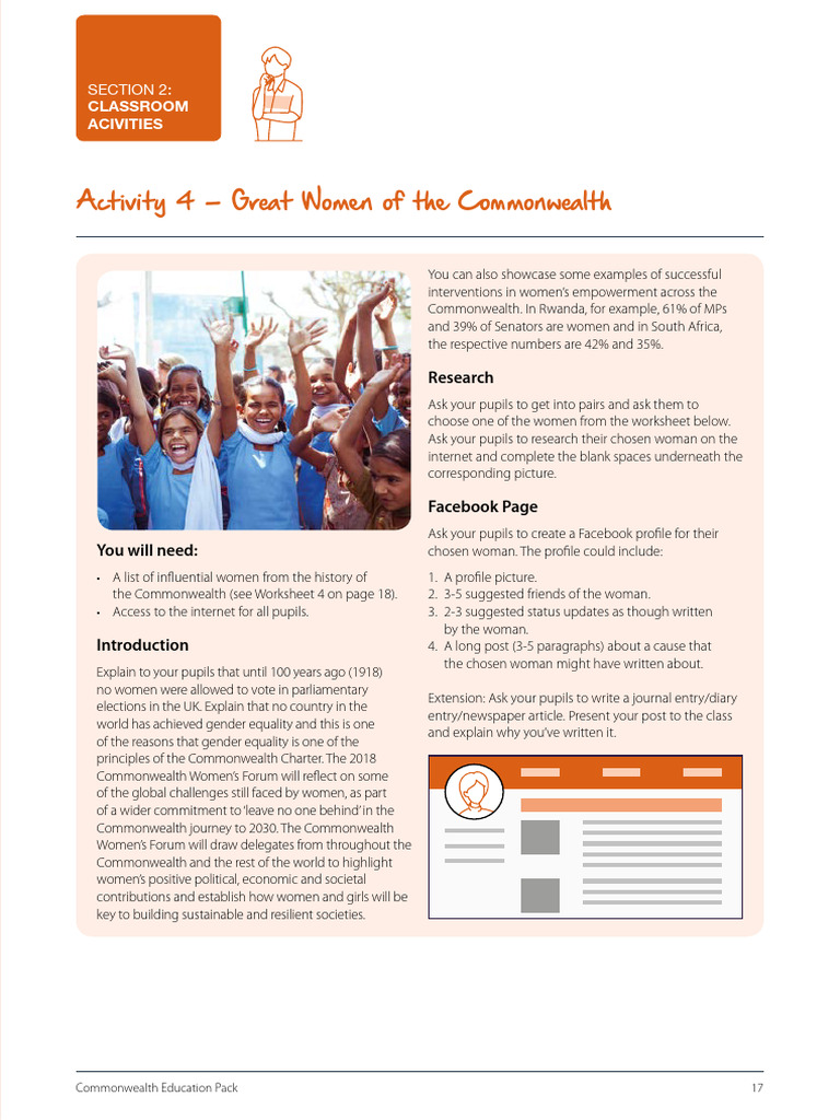 Commonwealth 2018 - Activity 4 - Great Women of The Commonwealth | PDF | Commonwealth Of Nations ...