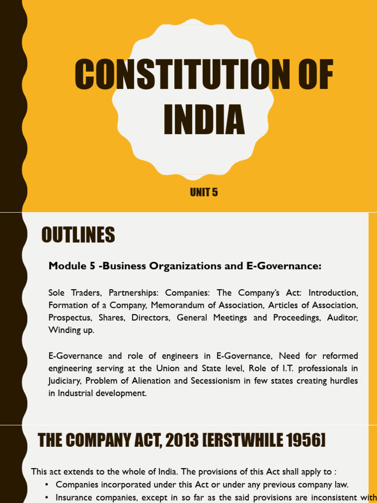 COI-UNIT-5(part-1) | PDF | Articles Of Association | Companies