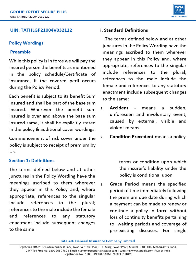 Group Credit Secure Plus | PDF | Myocardial Infarction | Stroke