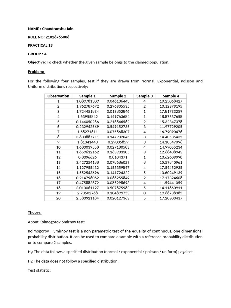 prac 13 | PDF | Applied Mathematics | Statistical Analysis