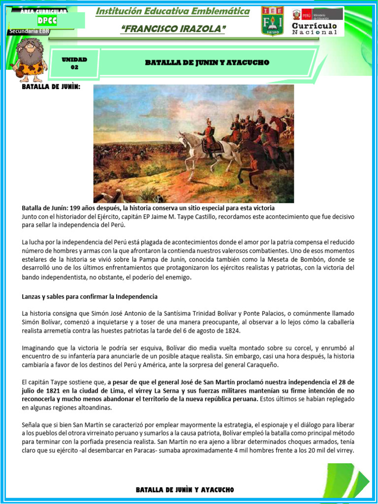 Batalla de Junín: Clave para la Independencia | PDF | Perú | América ...