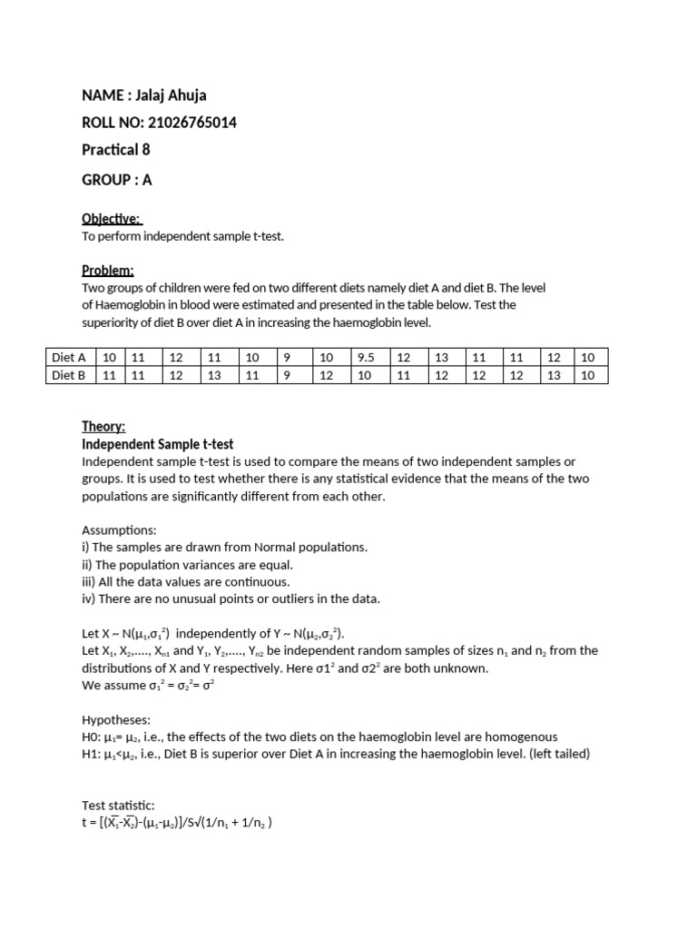 prac 8 spss | PDF | Student's T Test | Methodology