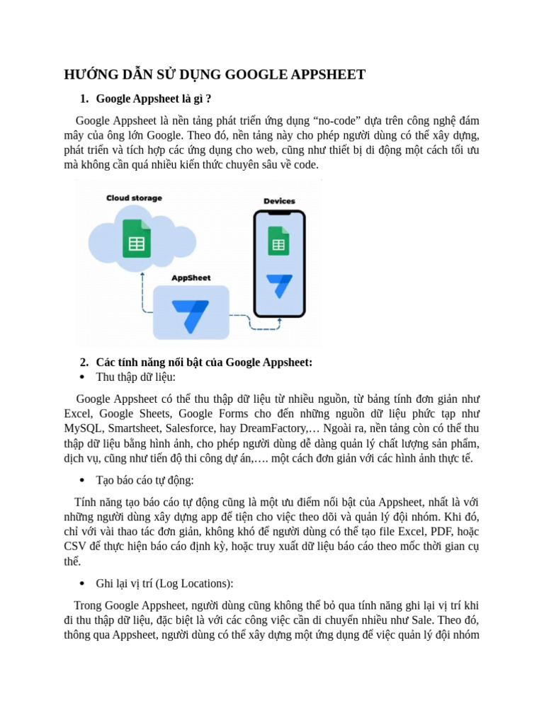 HƯỚNG DẪN SỬ DỤNG GOOGLE APPSHEET | PDF